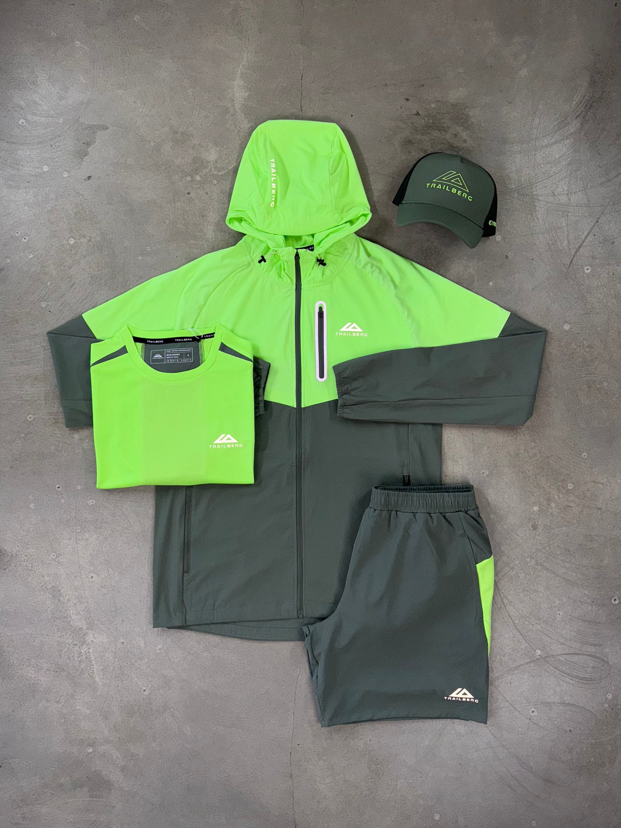 Trailberg - SS25 Cloud Windbreaker Three Piece - Agave Green/Neon